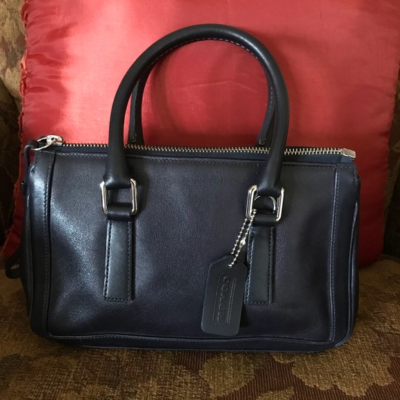 Coach | Bags | Vintage Coach Navy Blue Leather Bonnie Satchel Bag ...